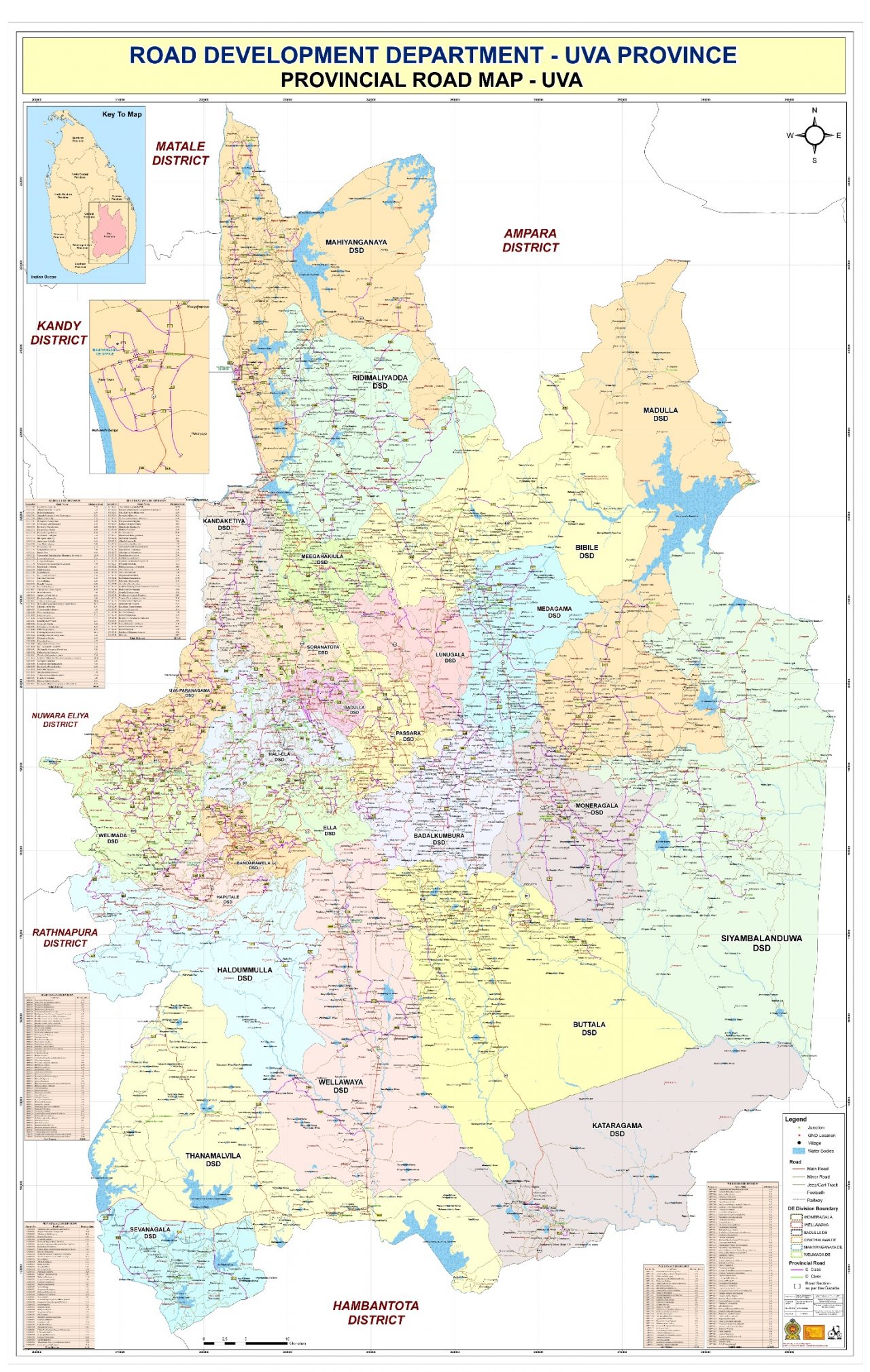 Road map | Department of Road Development Uva Province